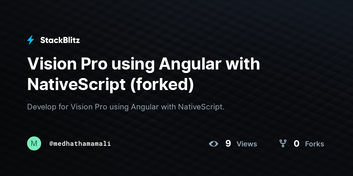 Vision Pro using Angular with NativeScript (forked) - StackBlitz
