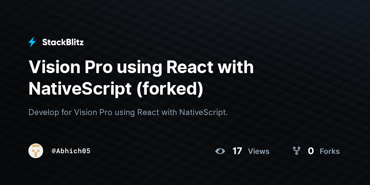 Vision Pro using React with NativeScript (forked) - StackBlitz