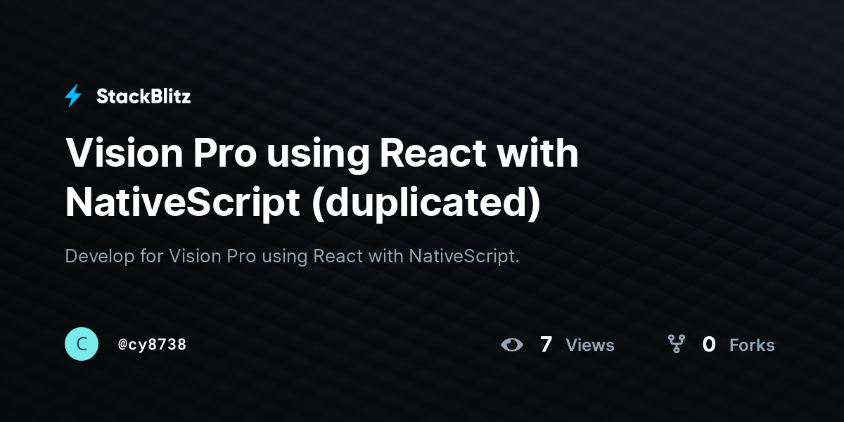 Vision Pro using React with NativeScript (duplicated) - StackBlitz