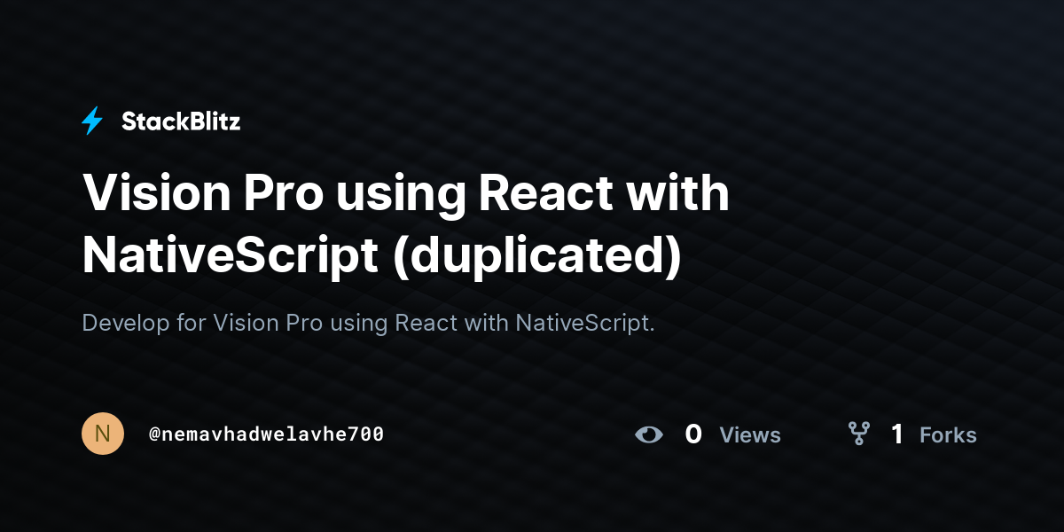 Vision Pro using React with NativeScript (duplicated) - StackBlitz