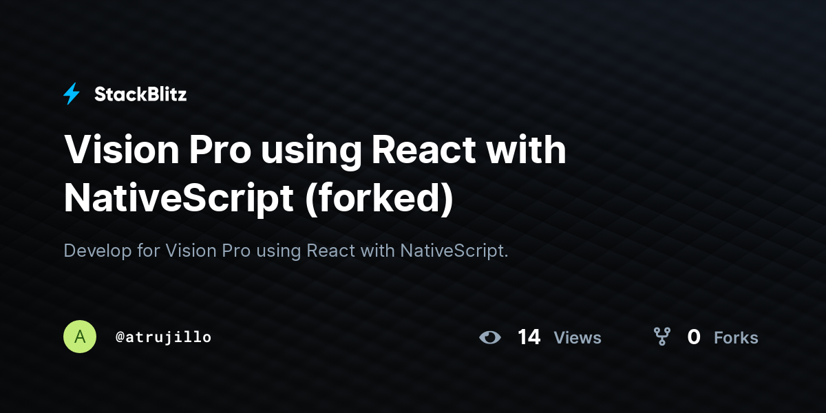 Vision Pro using React with NativeScript (forked) - StackBlitz