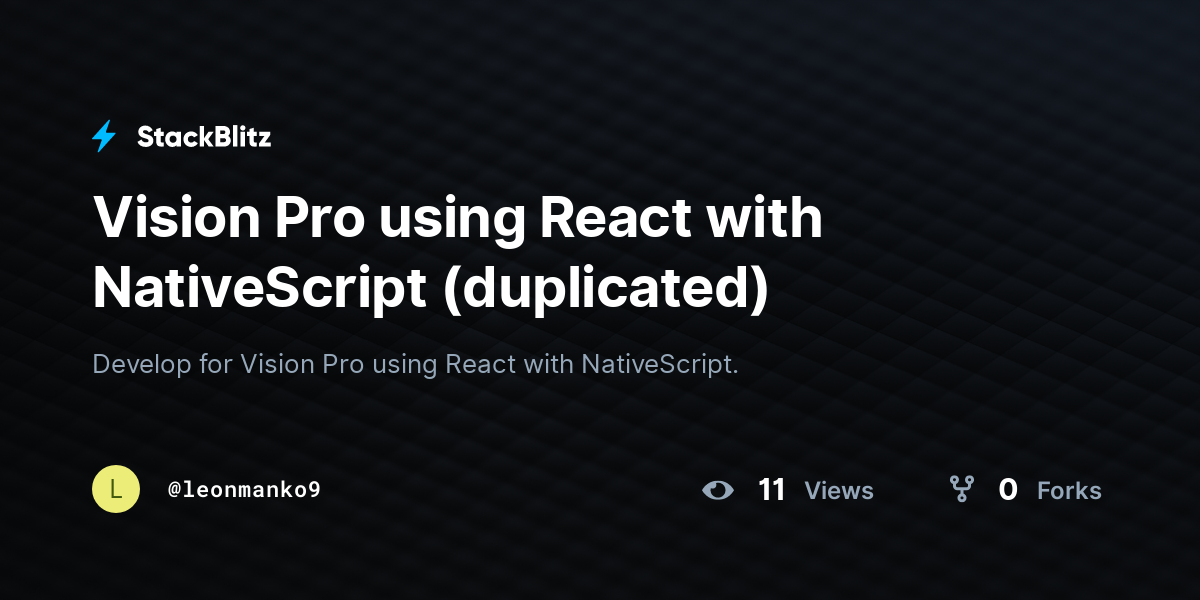 Vision Pro using React with NativeScript (duplicated) - StackBlitz