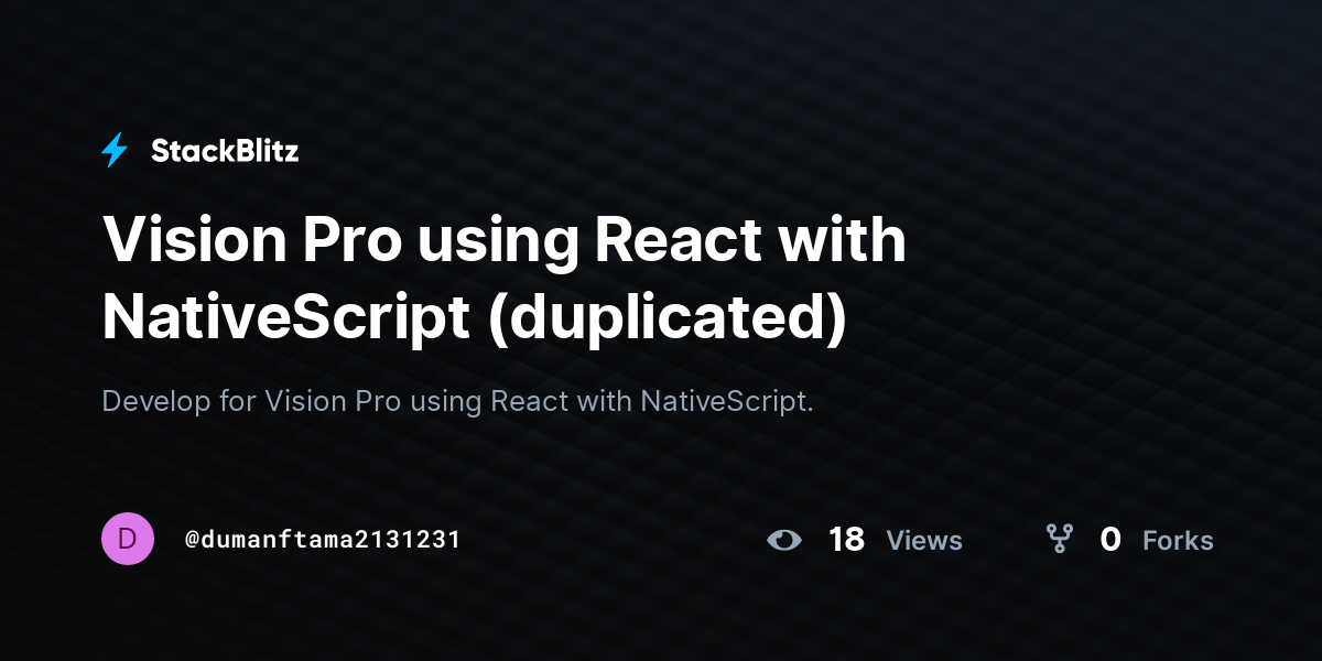 Vision Pro using React with NativeScript (duplicated) - StackBlitz