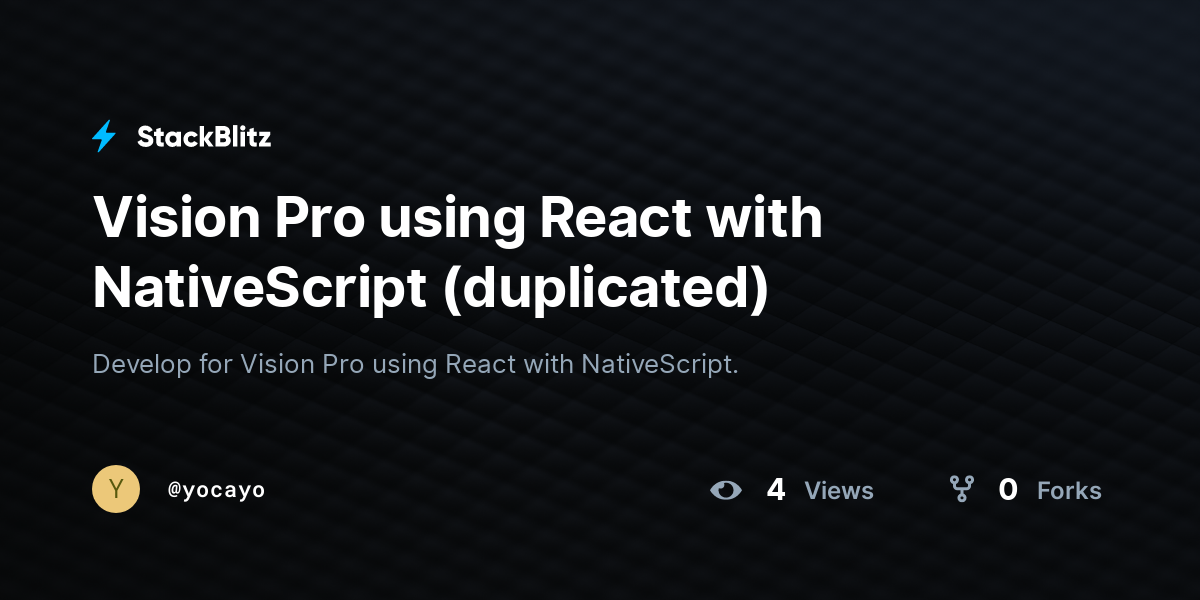 Vision Pro using React with NativeScript (duplicated) - StackBlitz