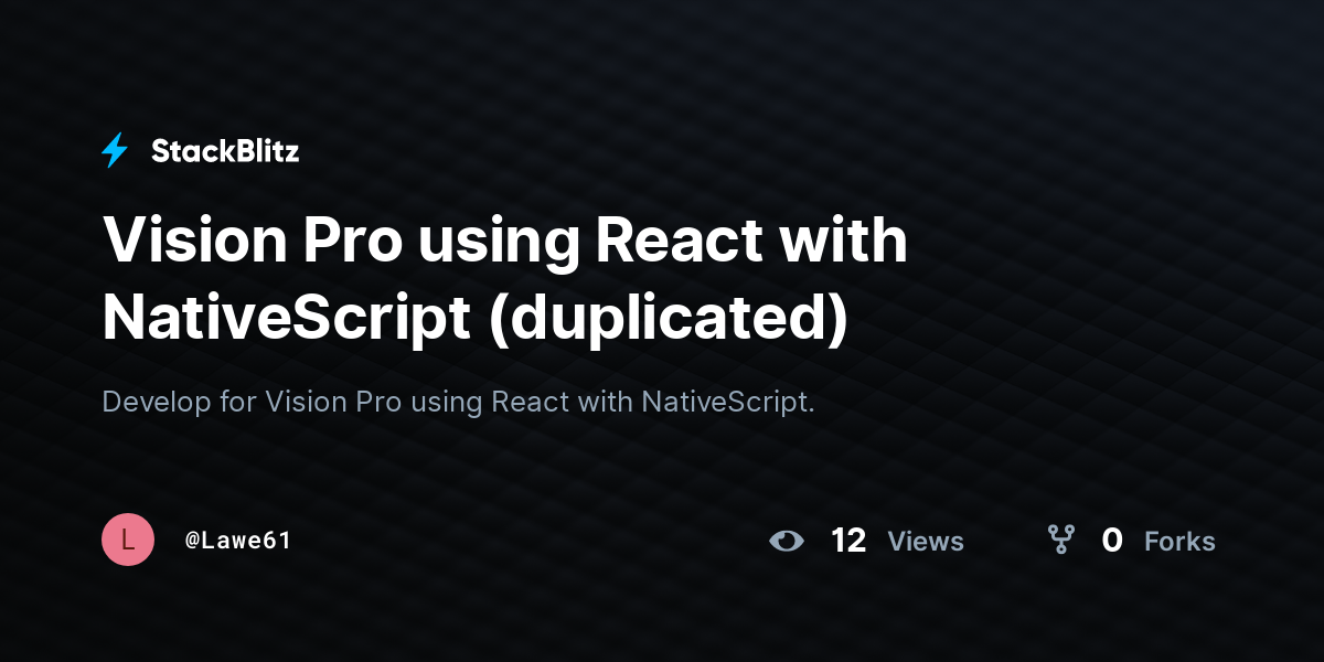 Vision Pro using React with NativeScript (duplicated) - StackBlitz