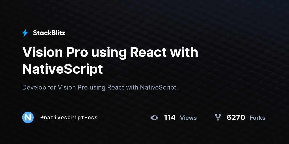 Vision Pro using React with NativeScript - StackBlitz