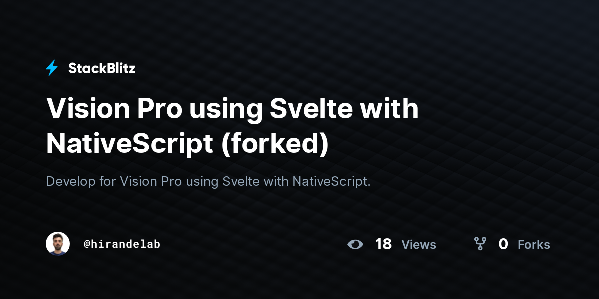 Vision Pro using Svelte with NativeScript (forked) - StackBlitz