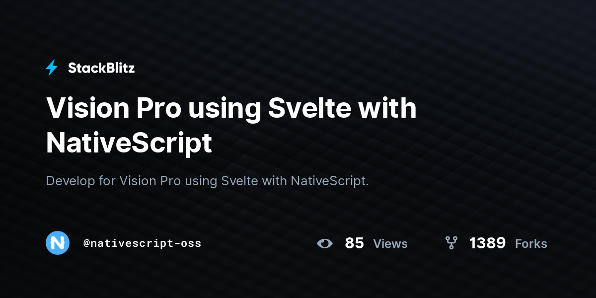 Vision Pro using Svelte with NativeScript - StackBlitz Vision Pro using Svelte with NativeScript - StackBlitz