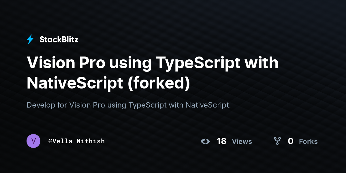 Vision Pro using TypeScript with NativeScript (forked) - StackBlitz