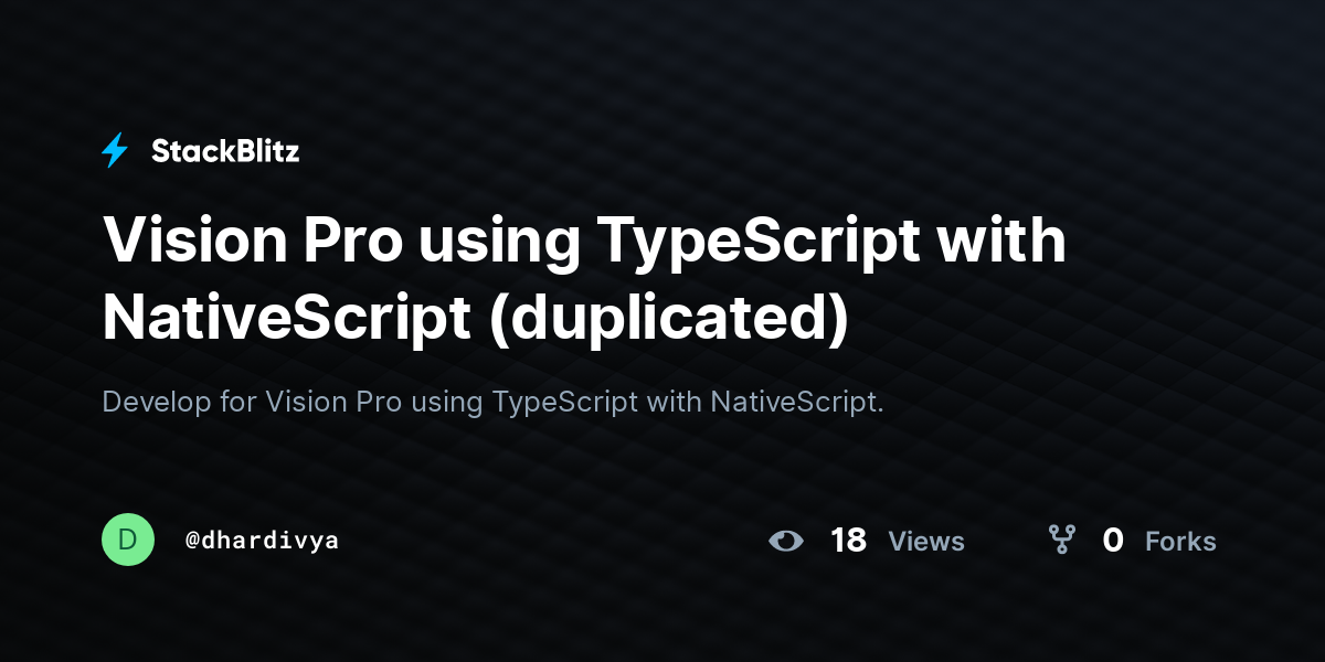 Vision Pro using TypeScript with NativeScript (duplicated) - StackBlitz