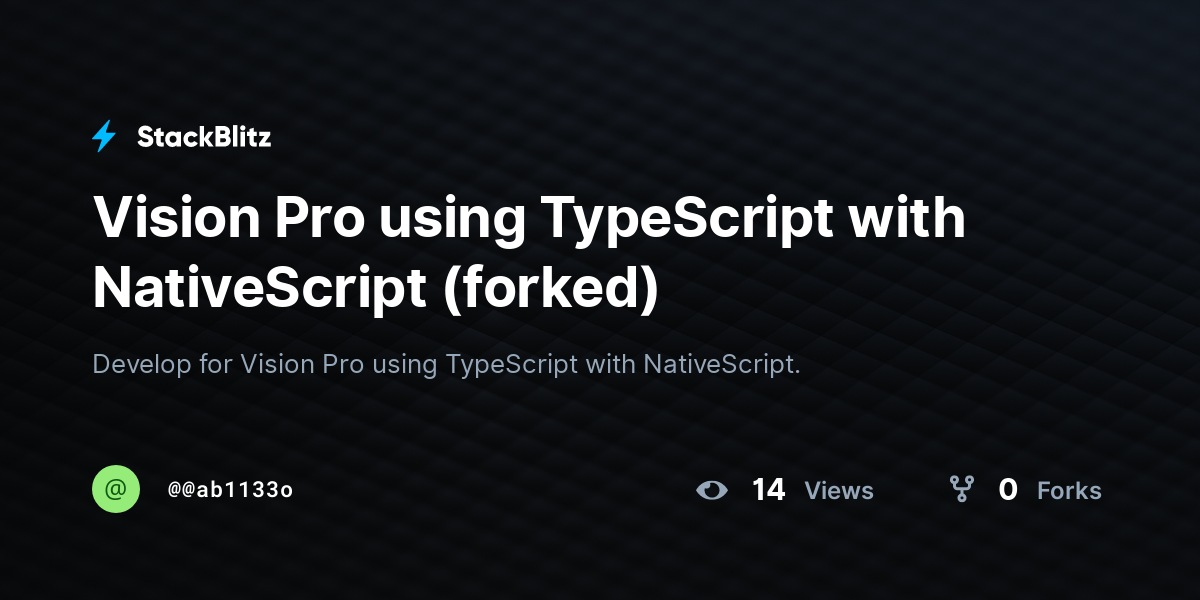 Vision Pro using TypeScript with NativeScript (forked) - StackBlitz