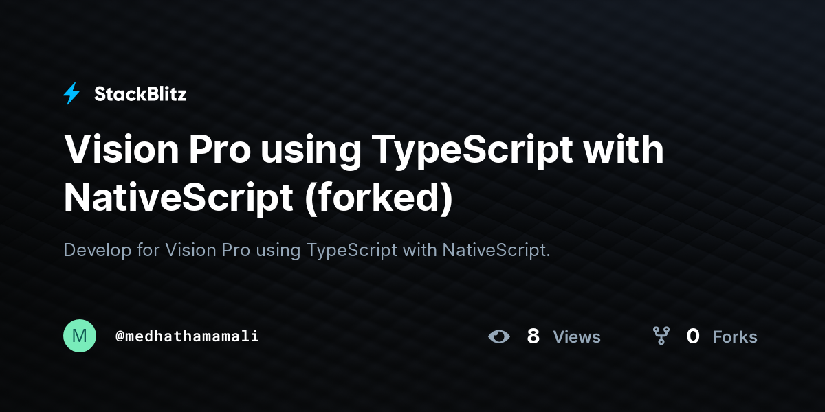 Vision Pro using TypeScript with NativeScript (forked) - StackBlitz