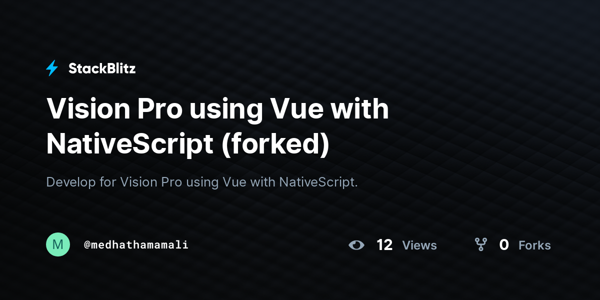 Vision Pro using Vue with NativeScript (forked) - StackBlitz