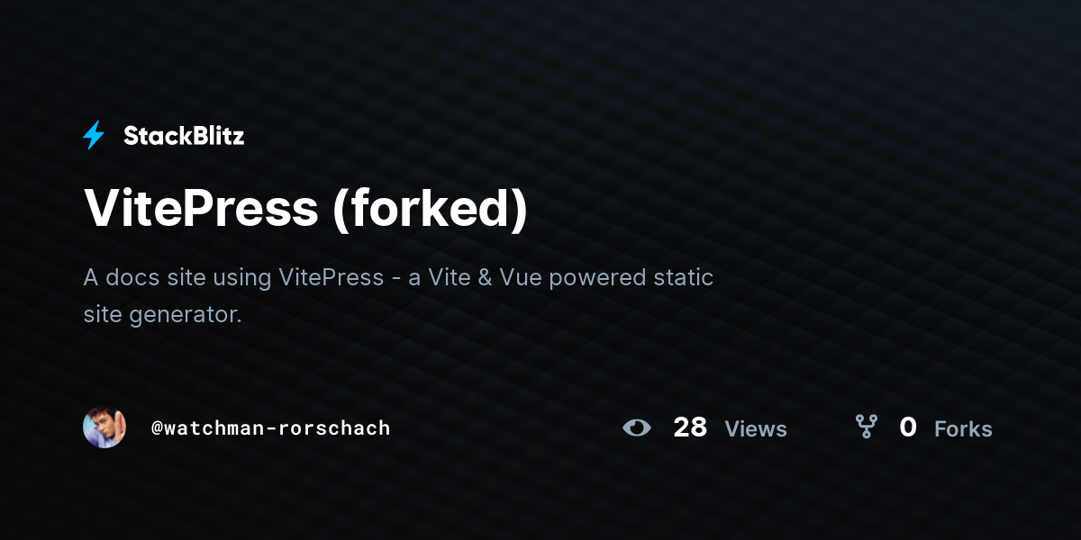 Vitepress Forked Stackblitz