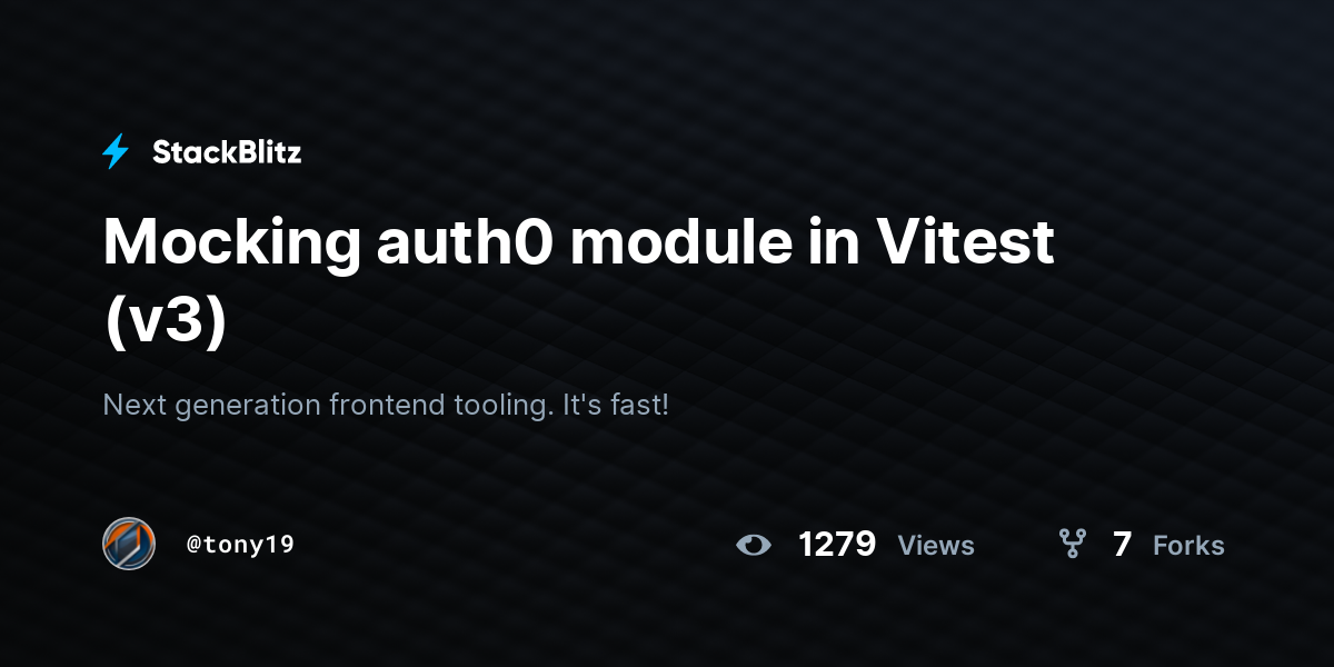 Mocking Auth0 Module In Vitest V3 Stackblitz