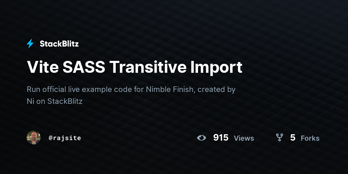 Vite SASS Transitive Import - StackBlitz