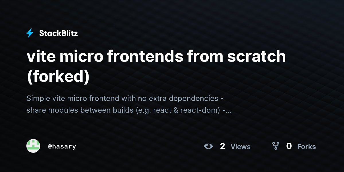 vite micro frontends from scratch (forked) - StackBlitz vite micro frontends from scratch (forked) - StackBlitz