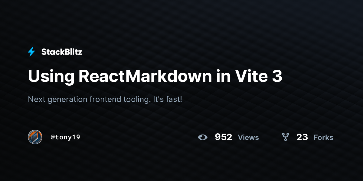 Using ReactMarkdown in Vite 3 - StackBlitz