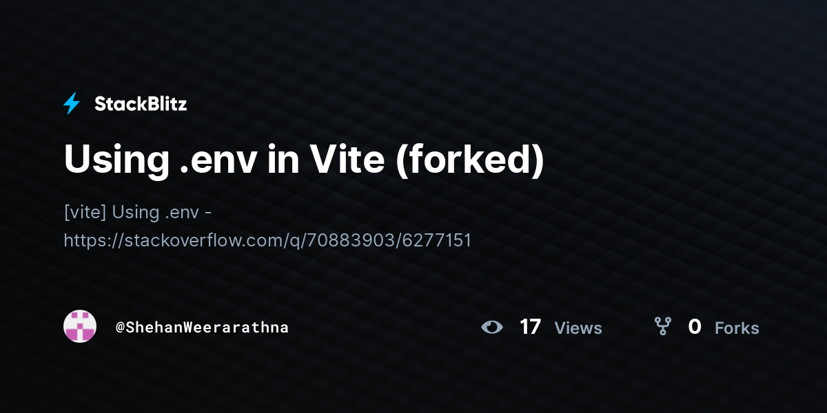 Using .env in Vite (forked) - StackBlitz