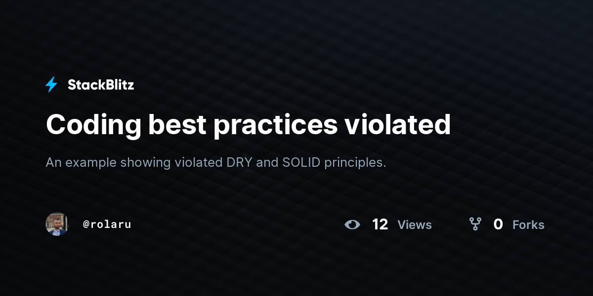 Coding best practices violated - StackBlitz