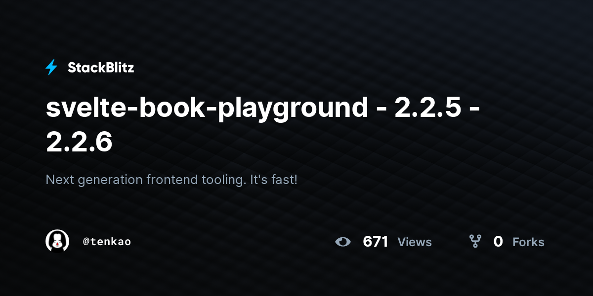 svelte-book-playground - 2.2.5 - 2.2.6 - StackBlitz svelte-book-playground - 2.2.5 - 2.2.6 - StackBlitz