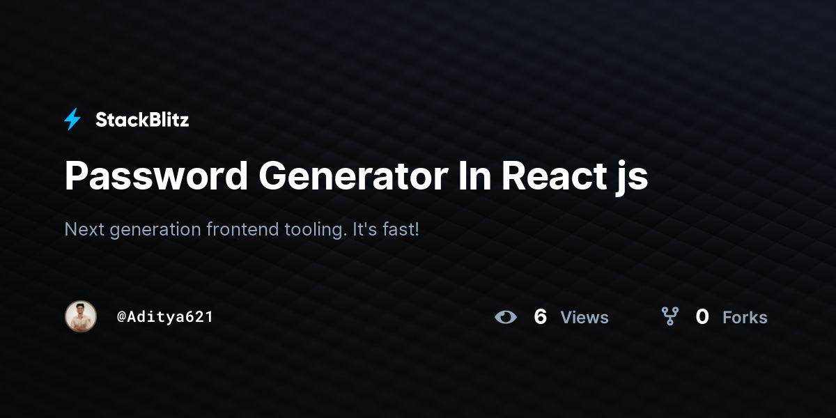 Password Generator In React js - StackBlitz