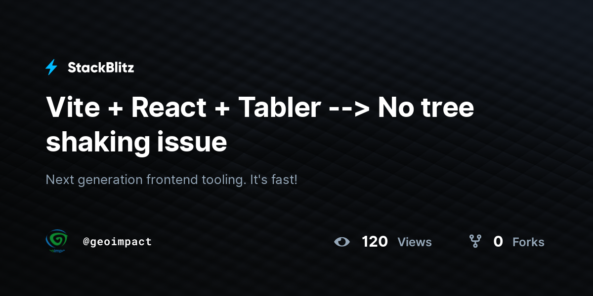 Vite + React + Tabler --> No tree shaking issue - StackBlitz