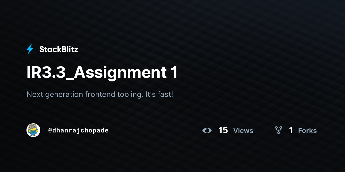 IR3.3_Assignment 1 - StackBlitz