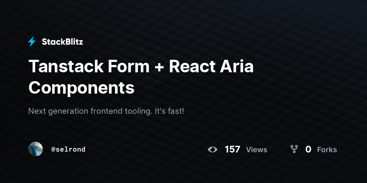 Tanstack Form + React Aria Components - StackBlitz