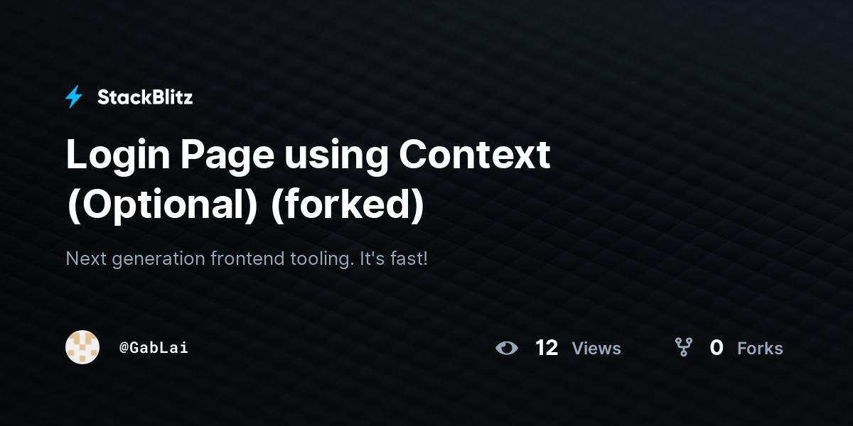 Login Page using Context (Optional) (forked) - StackBlitz