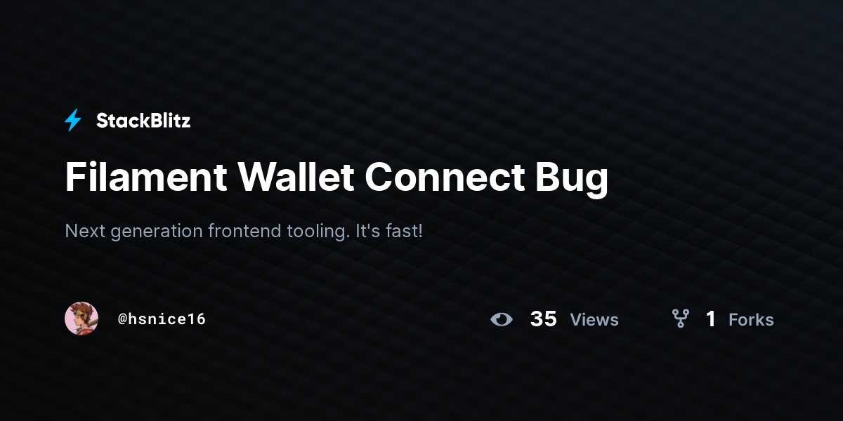 Filament Wallet Connect Bug - StackBlitz