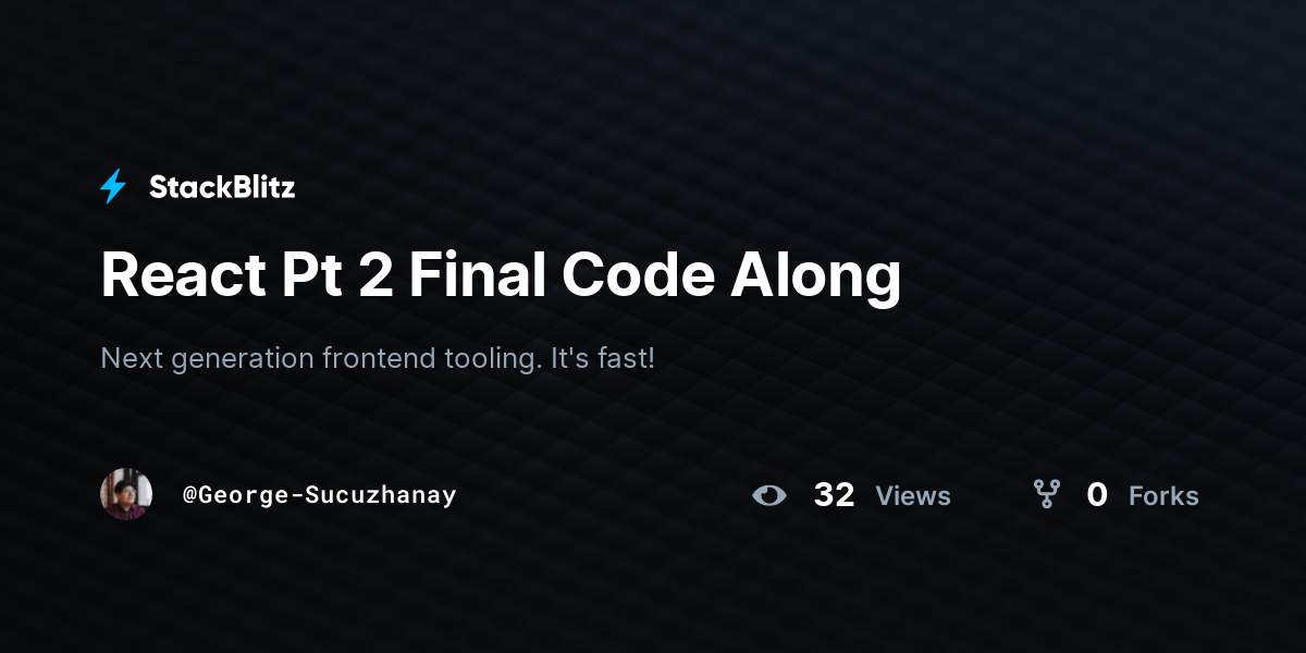 React Pt 2 Final Code Along - StackBlitz