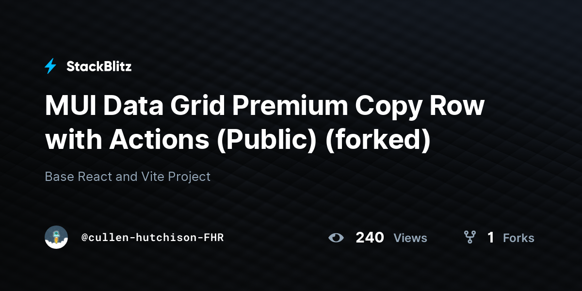 MUI Data Grid Premium Copy Row with Actions (Public) (forked) - StackBlitz