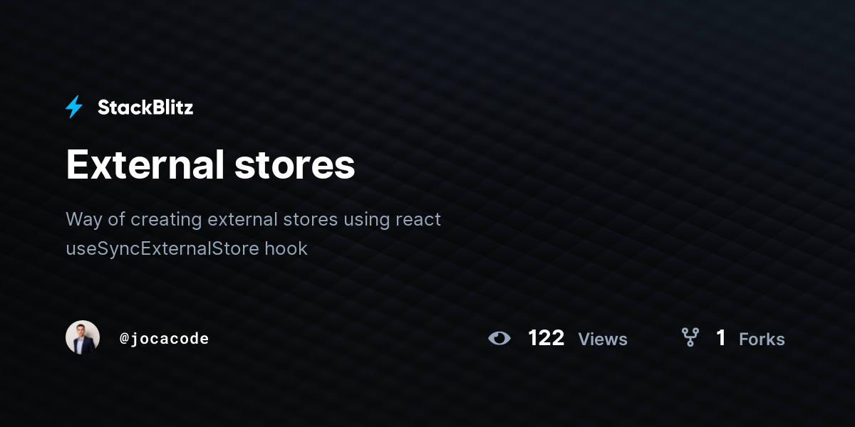 External stores - StackBlitz