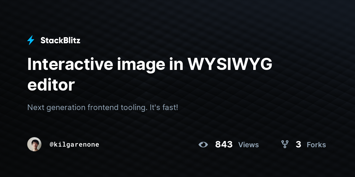 Interactive image in WYSIWYG editor - StackBlitz