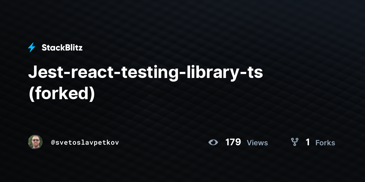 Jest-react-testing-library-ts (forked) - StackBlitz