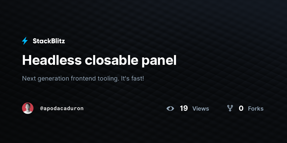 Headless closable panel - StackBlitz