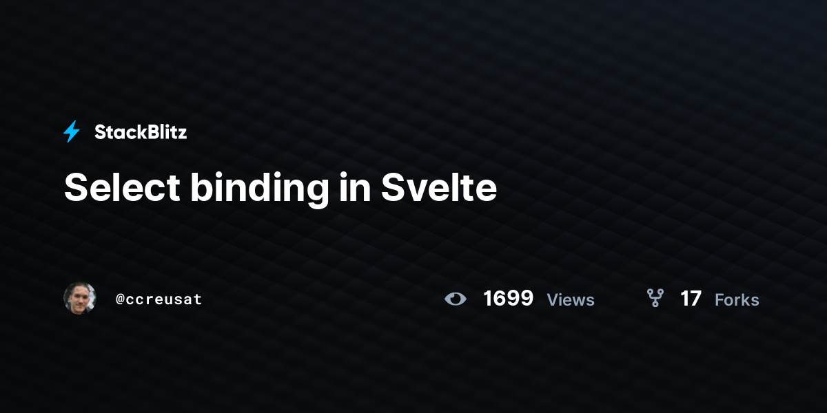 Select binding in Svelte - StackBlitz