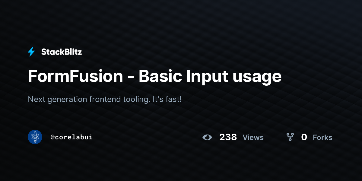 FormFusion - Basic Input usage - StackBlitz