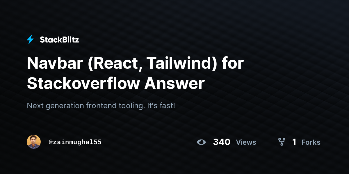 Navbar (React, Tailwind) for Stackoverflow Answer - StackBlitz