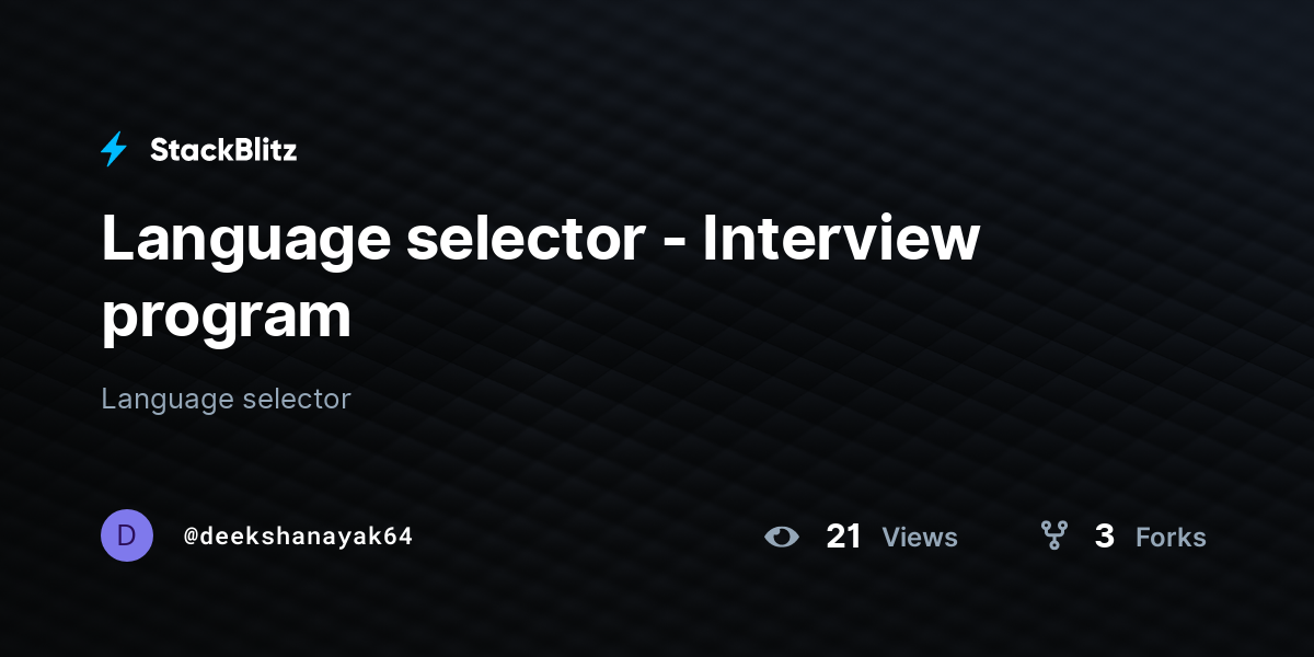 Language selector - Interview program - StackBlitz