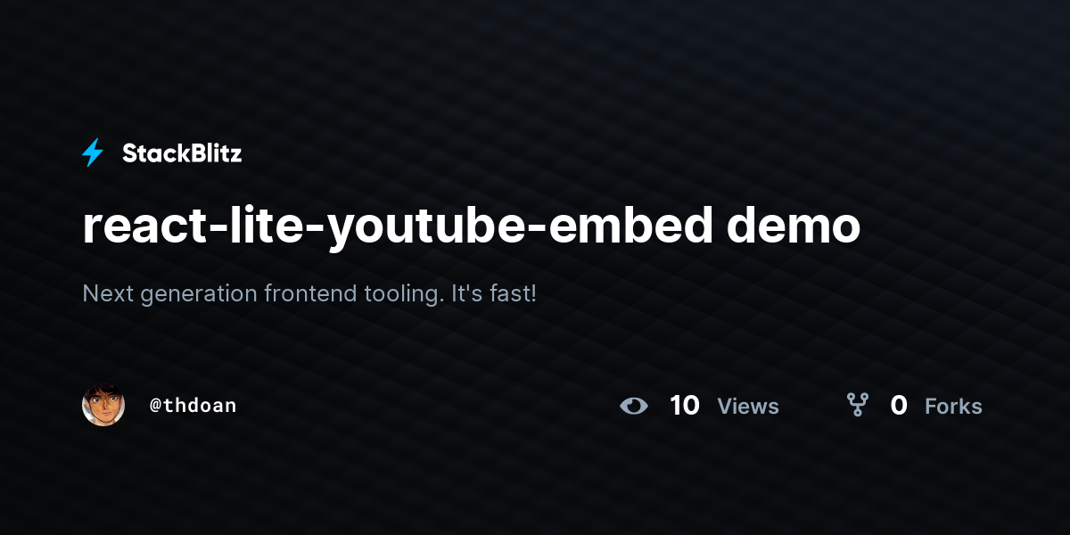 react-lite-youtube-embed demo - StackBlitz
