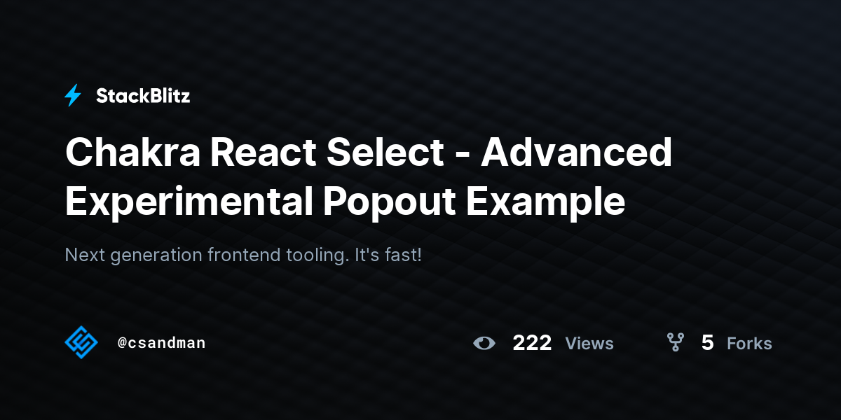 Chakra React Select - Advanced Experimental Popout Example - StackBlitz