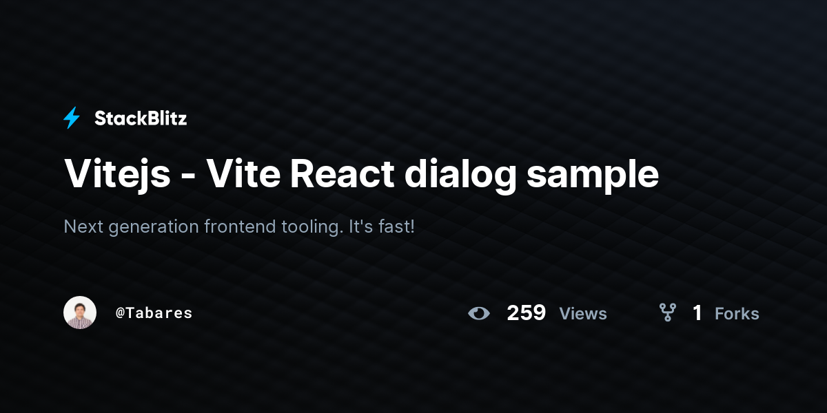 Vitejs - Vite React dialog sample - StackBlitz