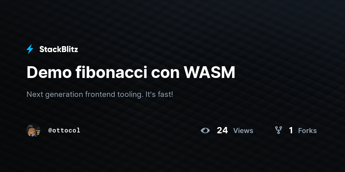 Demo fibonacci con WASM - StackBlitz