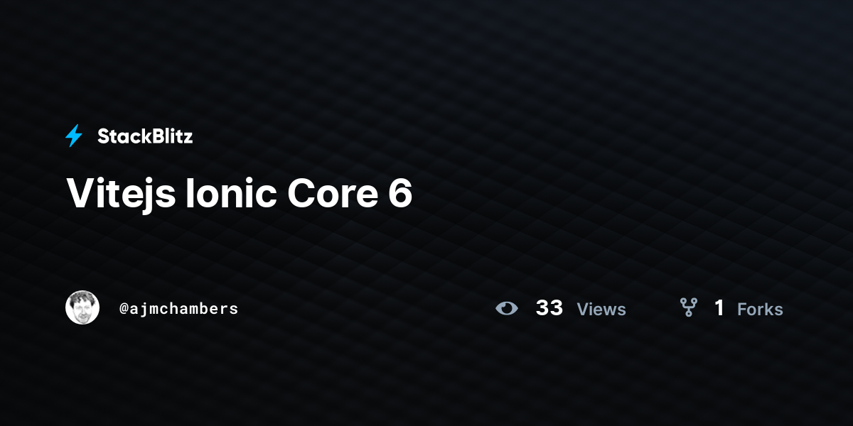 Vitejs Ionic Core 6 Stackblitz