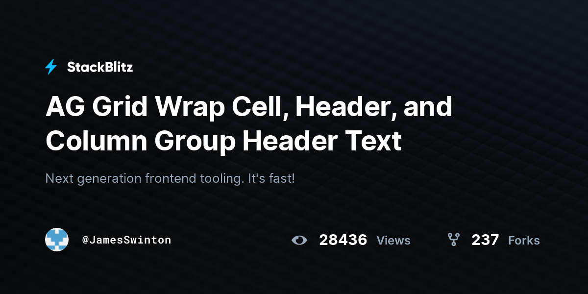 AG Grid Wrap Cell, Header, and Column Group Header Text - StackBlitz