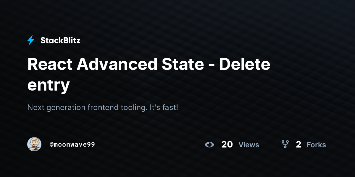 React Advanced State - Delete entry - StackBlitz