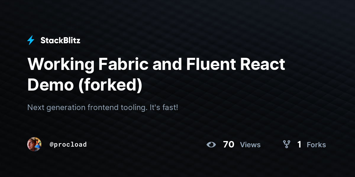 Working Fabric and Fluent React Demo (forked) - StackBlitz