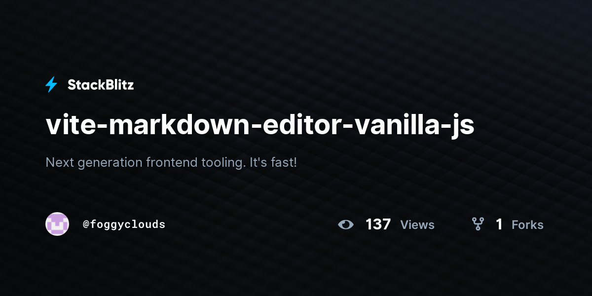 vite-markdown-editor-vanilla-js - StackBlitz